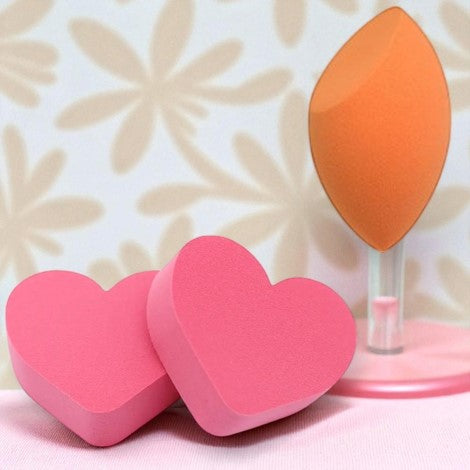 2 Heart Shape Makeup Sponge with Blender Puff (Pack of 3) - Urban Beauty