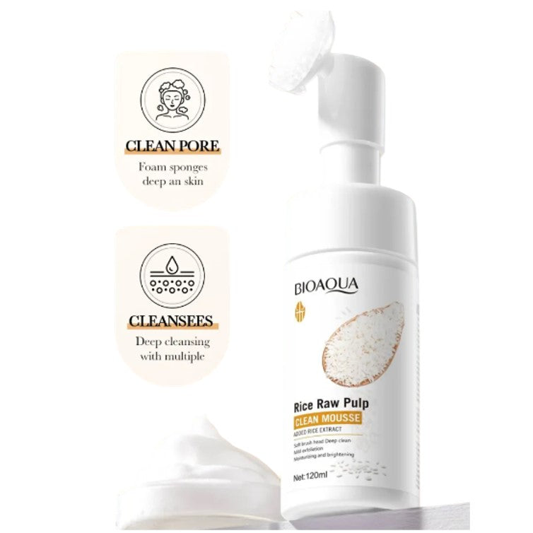 BIOAQUA Rice Raw Pulp Clean Mousse Brightening 120ml - Urban Beauty