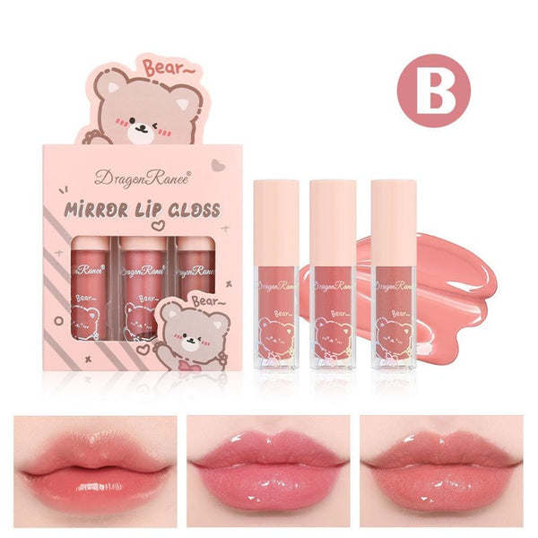 Dragon Ranee Bear Mirror Lip Gloss Shade B (Pack of 3) - Urban Beauty