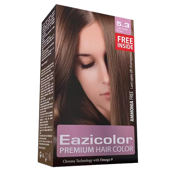 Eazicolor Premium Hair Color Kits for Women 5.3 Light Golden Brown ...