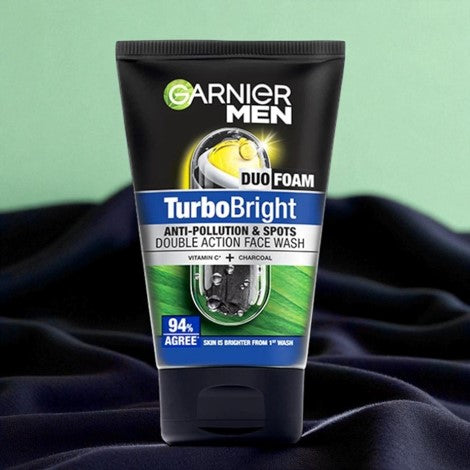 Garnier Men Turbo Bright Duo Foam Face Wash 100ml - Urban Beauty