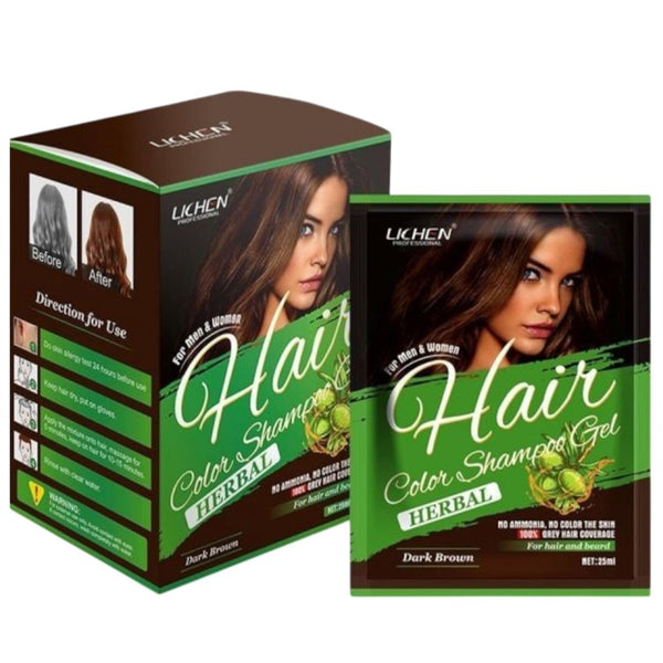 Lichen Hair Color Gel Sachet Dark Brown 25mlx10 (Pack of 10) - Urban Beauty