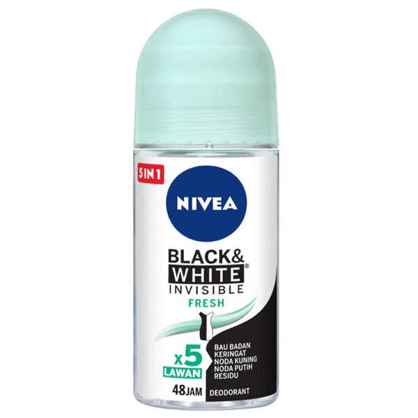Nivea Black & White Invisible Fresh Deodorant Roll on 50ml - Urban Beauty