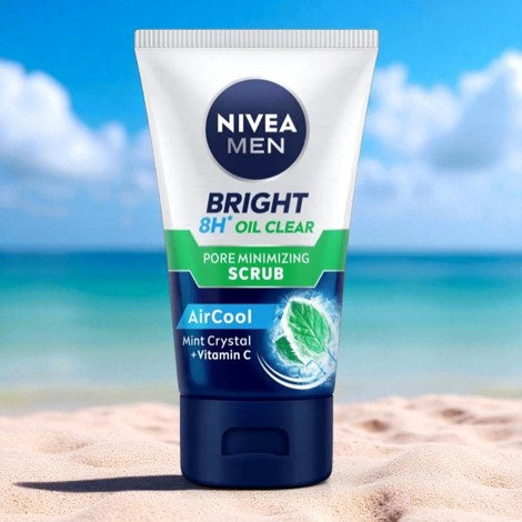 Nivea Men Bright 8H Oil Clear Pore Minimizing Scrub 100ml - Urban Beauty