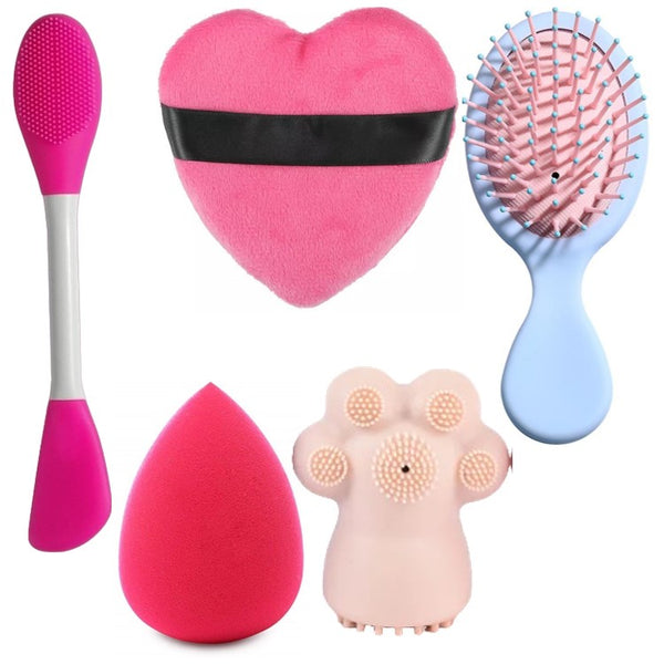Silicone Tools Set with Blending Puff (Pack of 5) - Urban Beauty