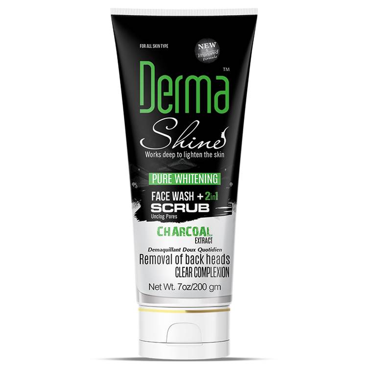 Derma Shine Charcoal Face Wash + Scrub (2 IN 1) - Urban Beauty